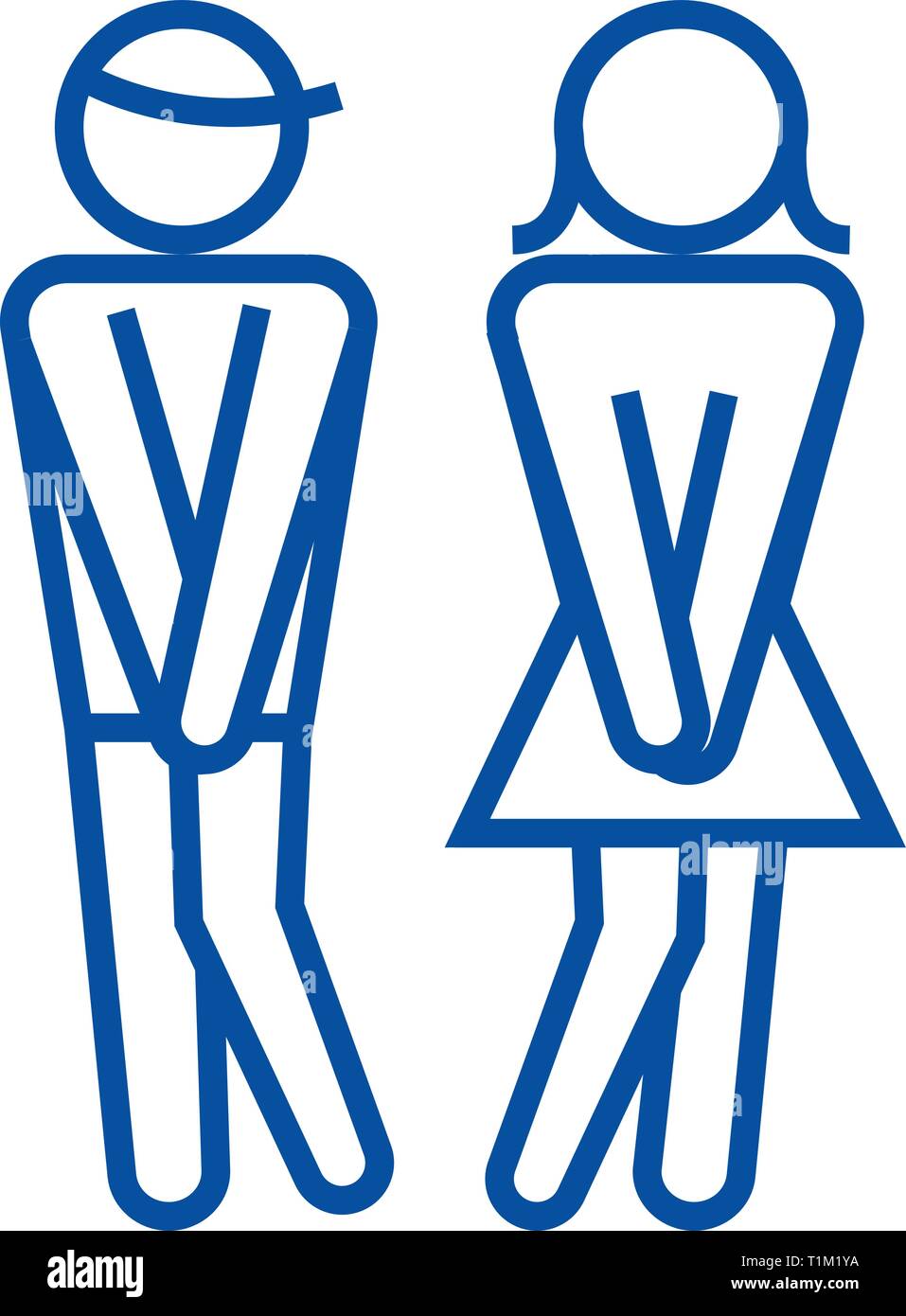 Woman wc, man toilet line icon concept. Woman wc, man toilet flat ...