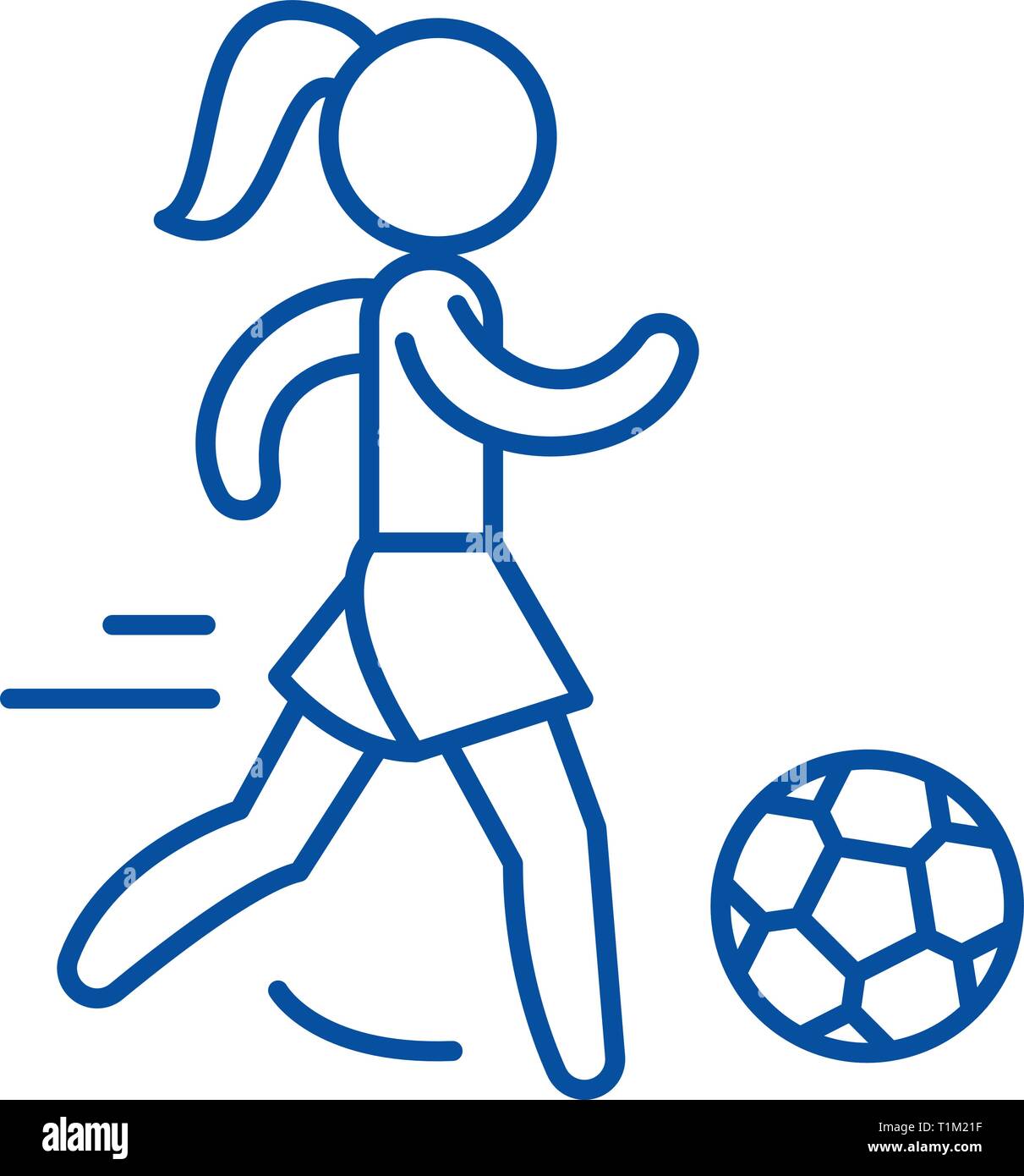 Womens football line icon concept. Womens football flat vector symbol ...
