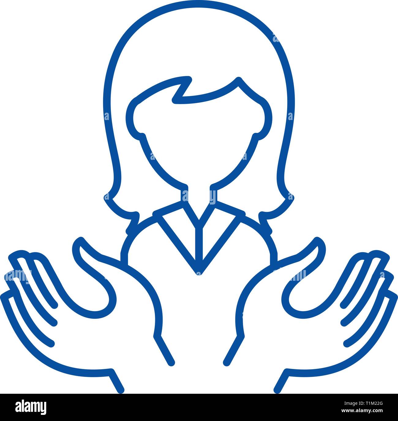 Womens support line icon concept. Womens support flat vector symbol ...