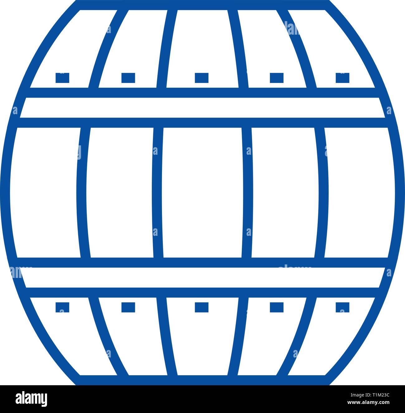 Wood barrel line icon concept. Wood barrel flat vector symbol, sign ...