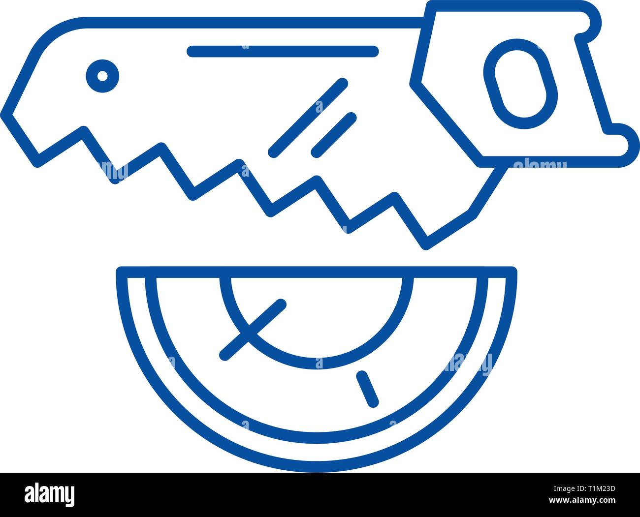 Wood saw line icon concept. Wood saw flat vector symbol, sign, outline ...