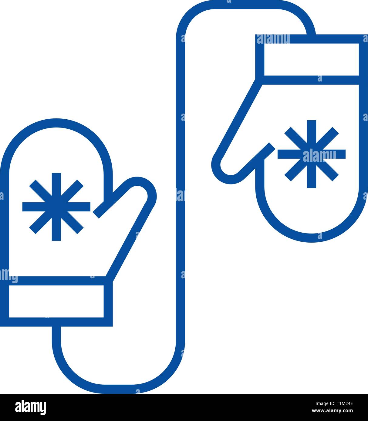 Wool mittens line icon concept. Wool mittens flat vector symbol, sign ...