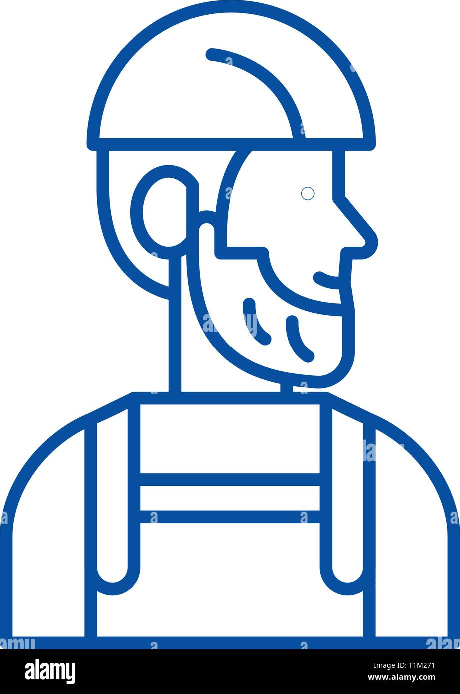 Worker line icon concept. Worker flat vector symbol, sign, outline ...