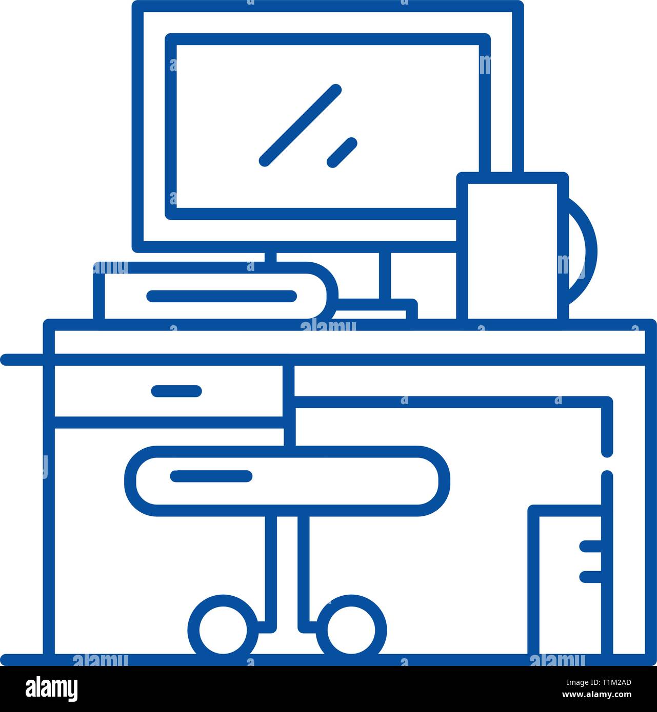Workplace line icon concept. Workplace flat vector symbol, sign ...