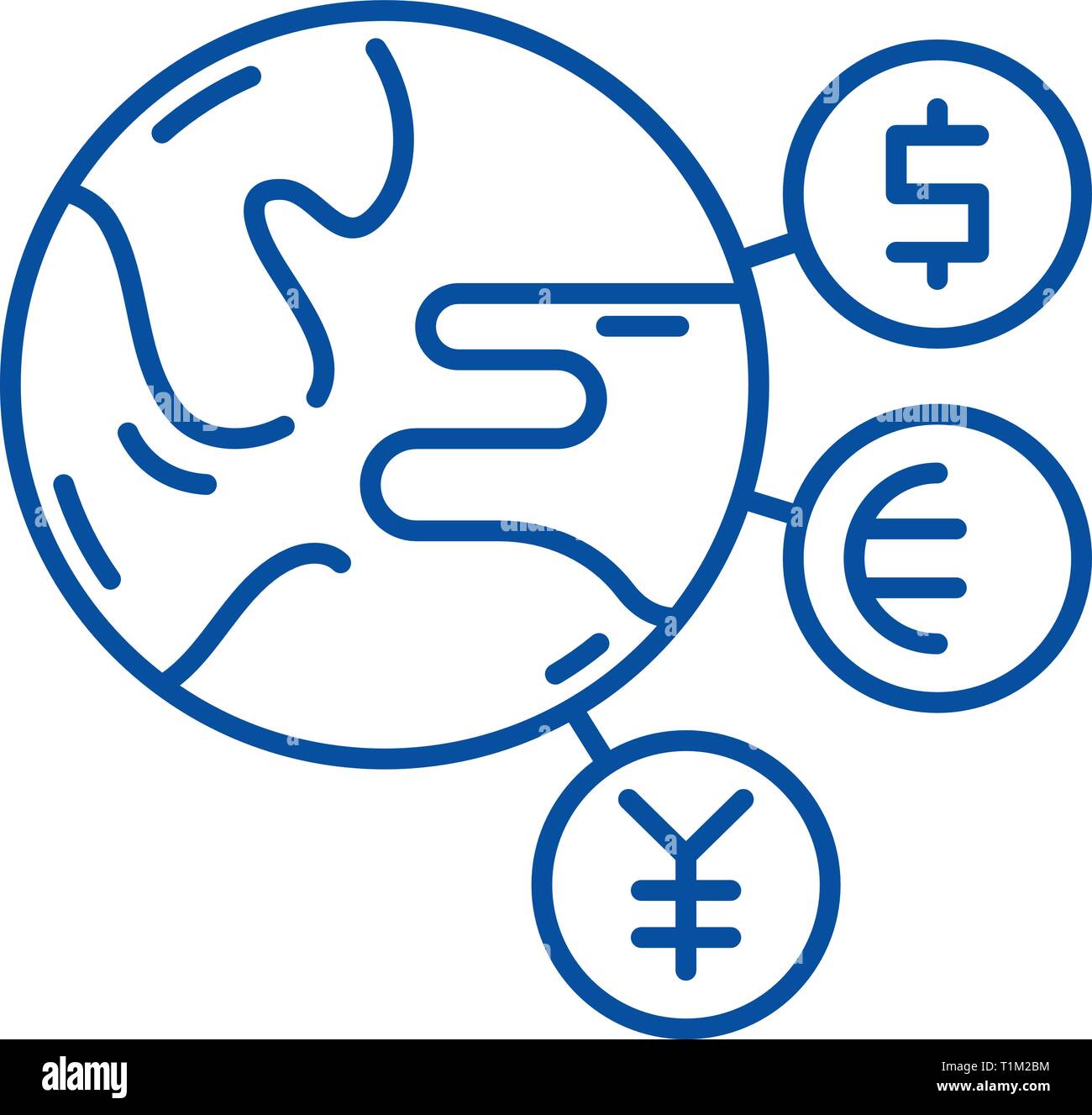 World currency line icon concept. World currency flat vector symbol ...