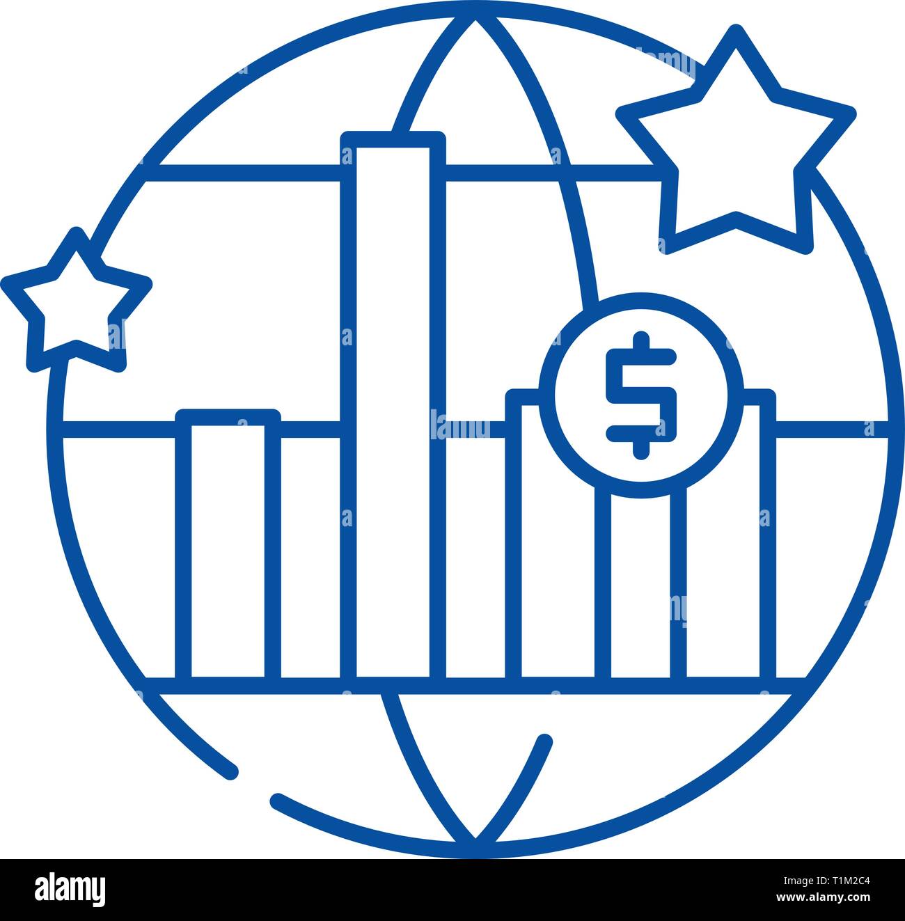 World economic growth line icon concept. World economic growth flat ...