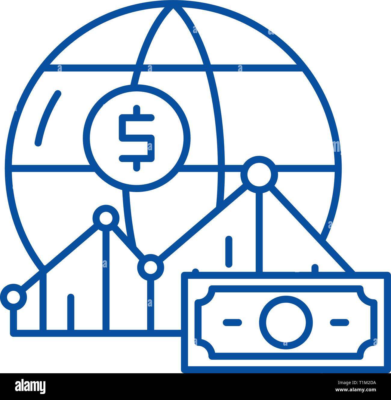 World markets line icon concept. World markets flat vector symbol, sign ...