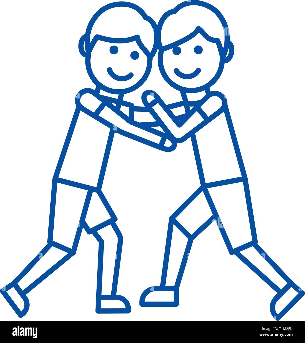 Wrestling,fight line icon concept. Wrestling,fight flat vector symbol ...