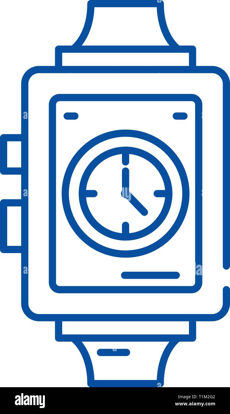 Wrist watch line icon concept. Wrist watch flat vector symbol, sign ...