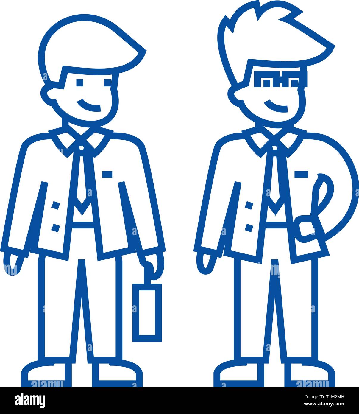 Young businessmen line icon concept. Young businessmen flat vector ...