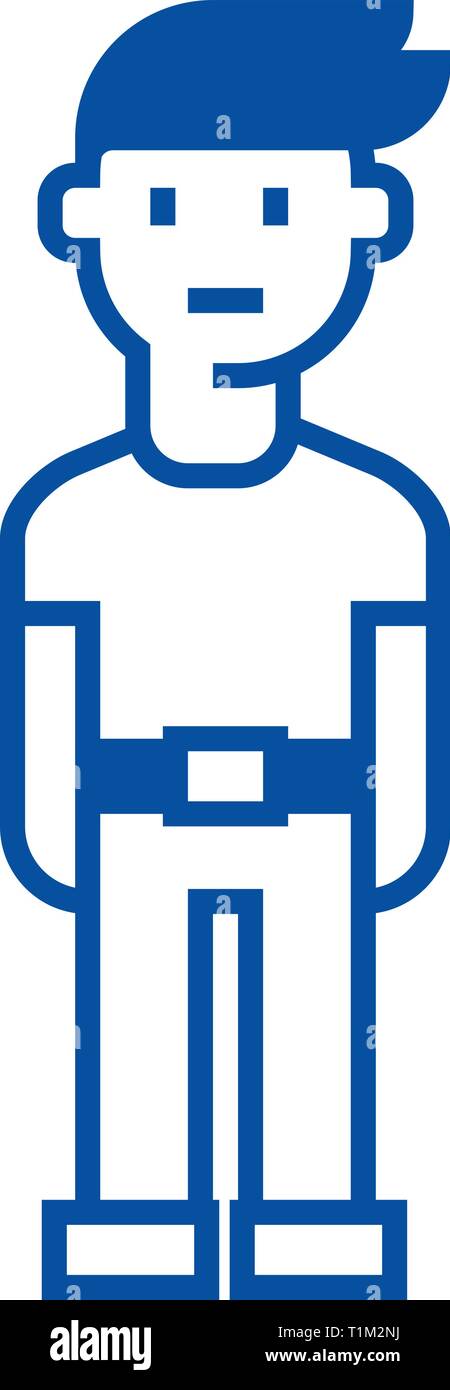 Young man line icon concept. Young man flat vector symbol, sign ...