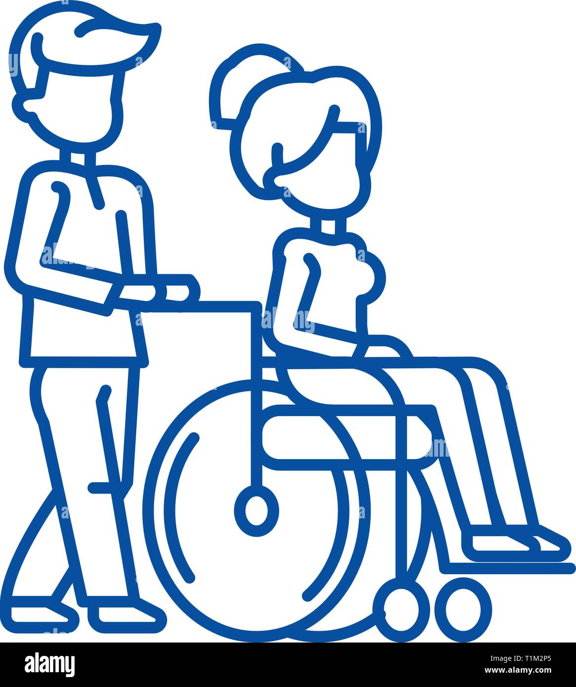 Young man strolling with young woman in line icon concept. Young man ...