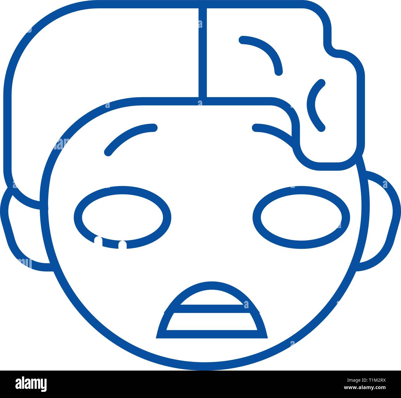 Zomby emoji line icon concept. Zomby emoji flat vector symbol, sign ...