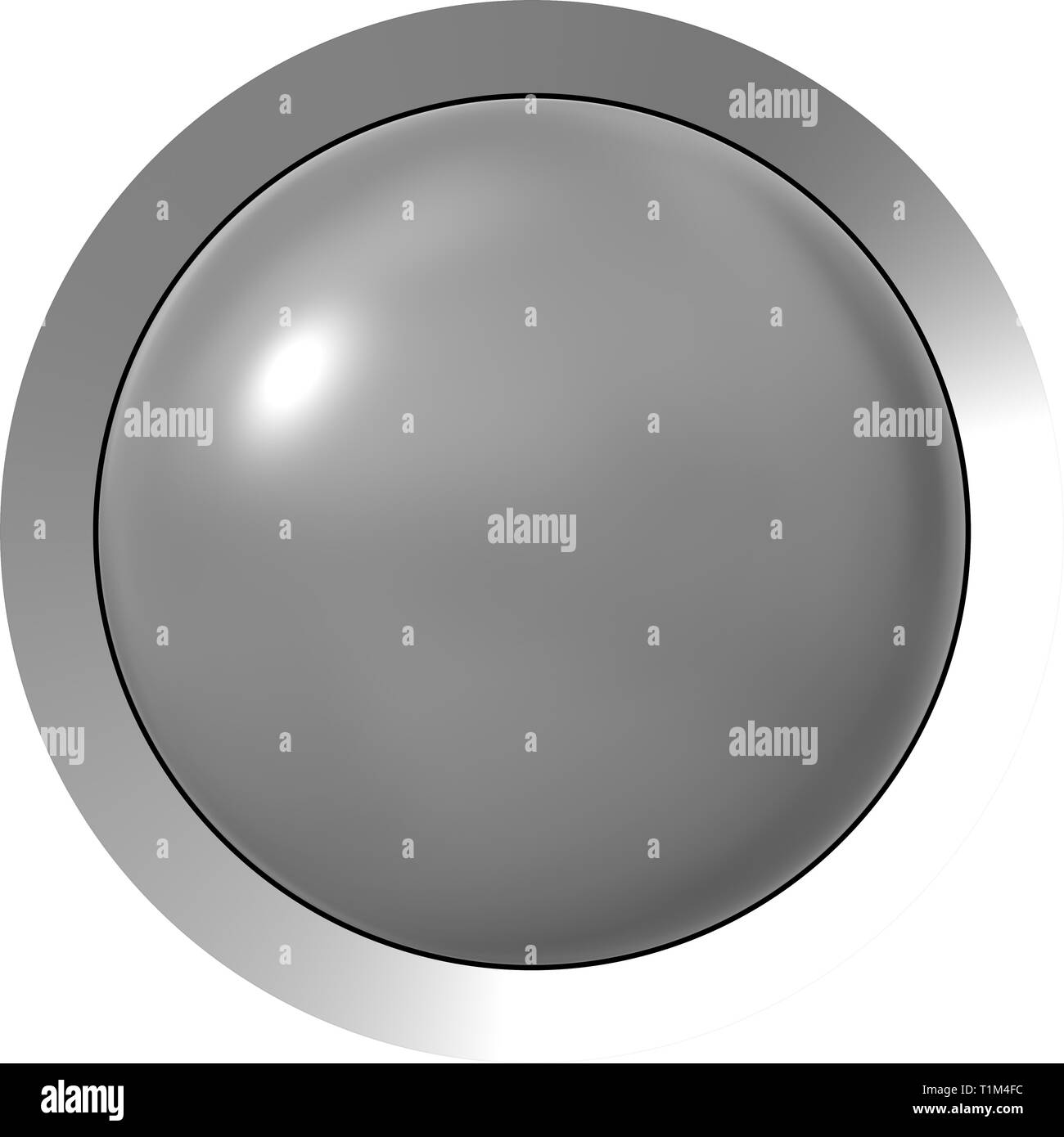 Web button 3d - gray glossy realistic with metal frame - 3d rendering ...