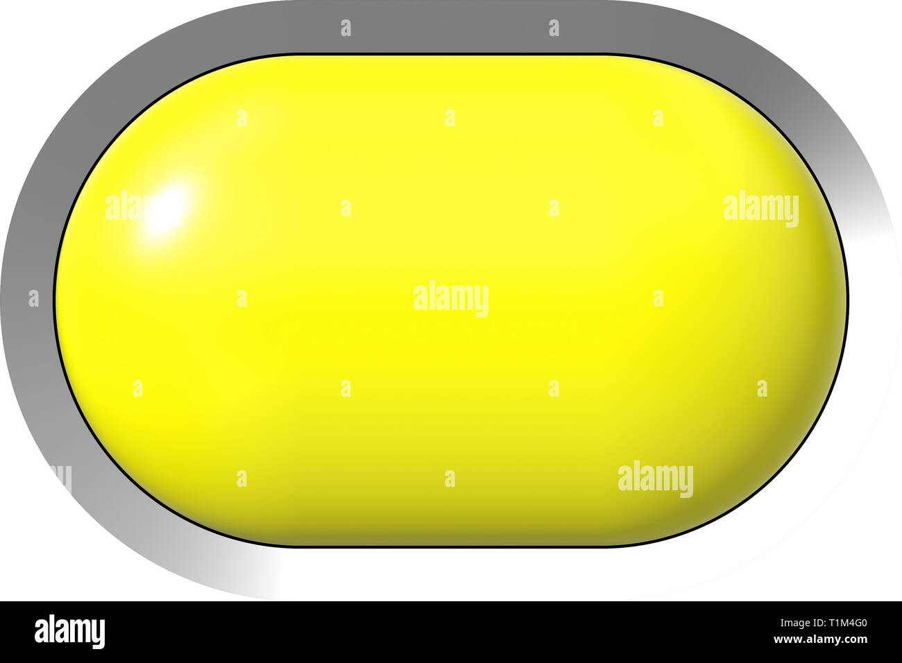 Web button 3d - yellow glossy realistic with metal frame, easy to ...