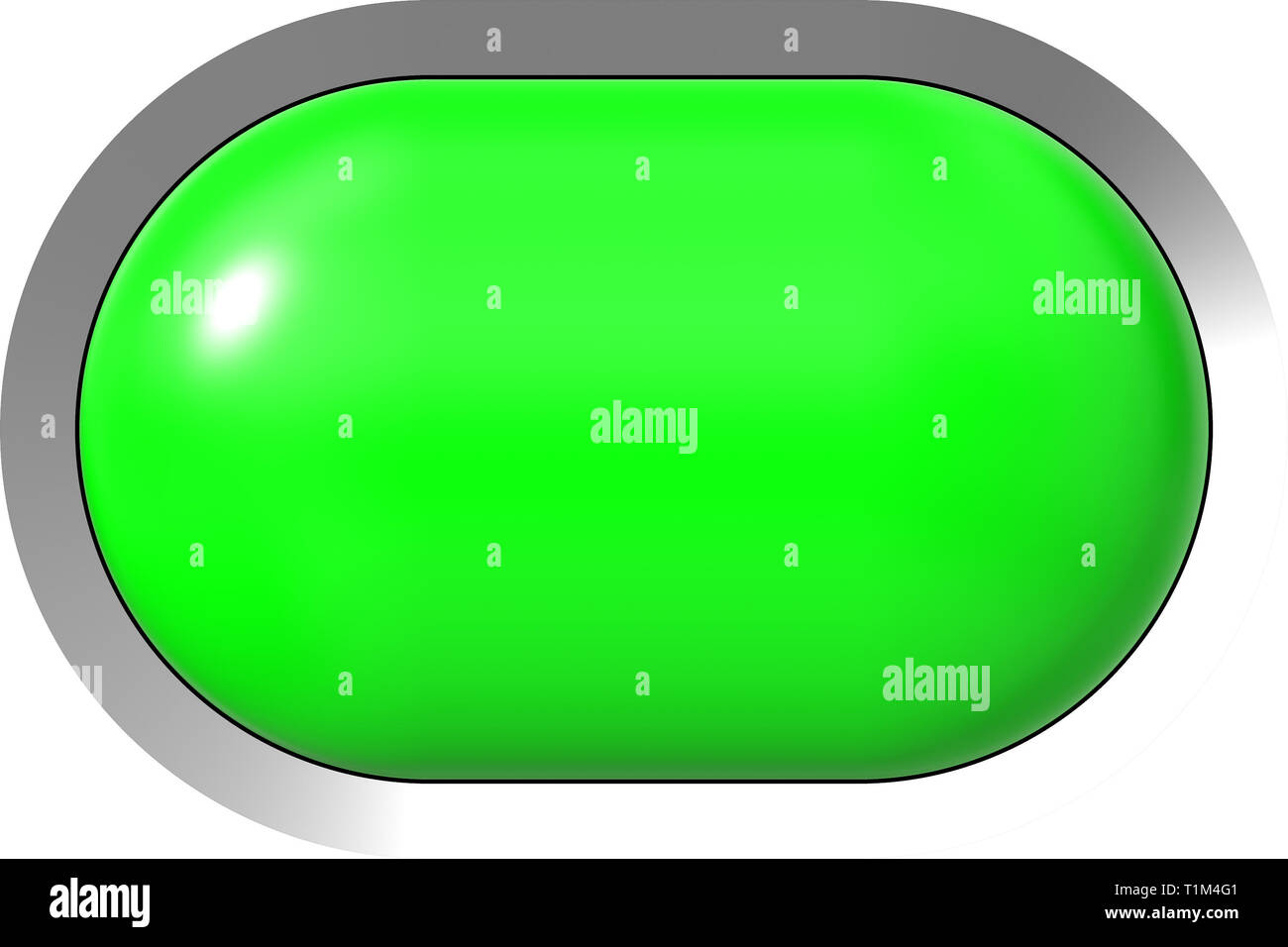 Web button 3d - green glossy realistic with metal frame, easy to expand ...