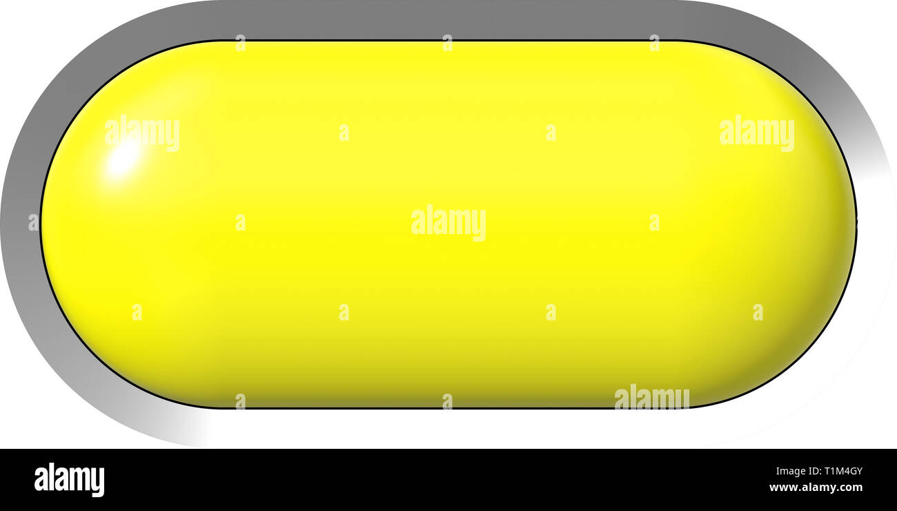 Web button 3d - yellow glossy realistic with metal frame, easy to ...