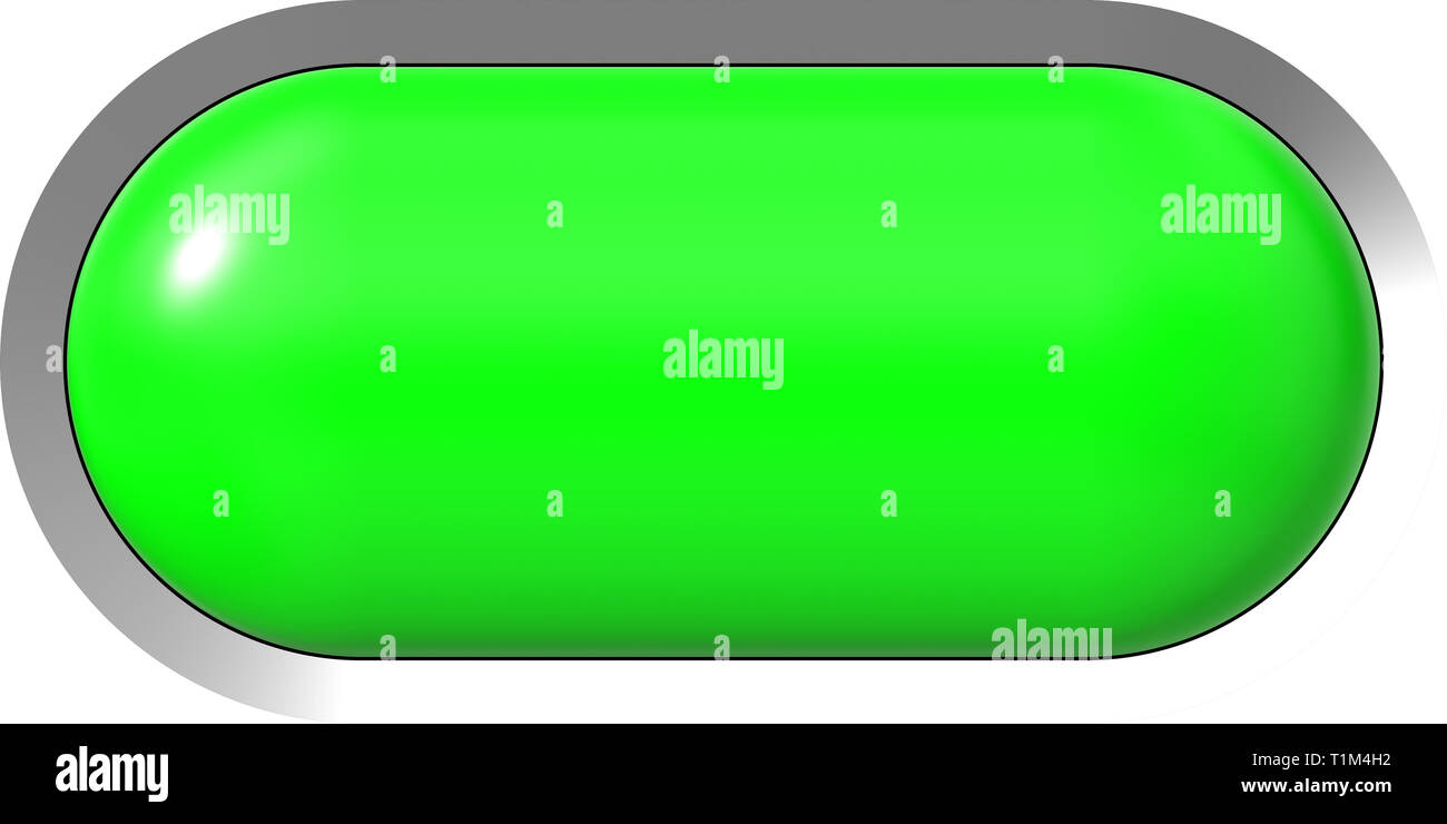 Web button 3d - green glossy realistic with metal frame, easy to expand ...