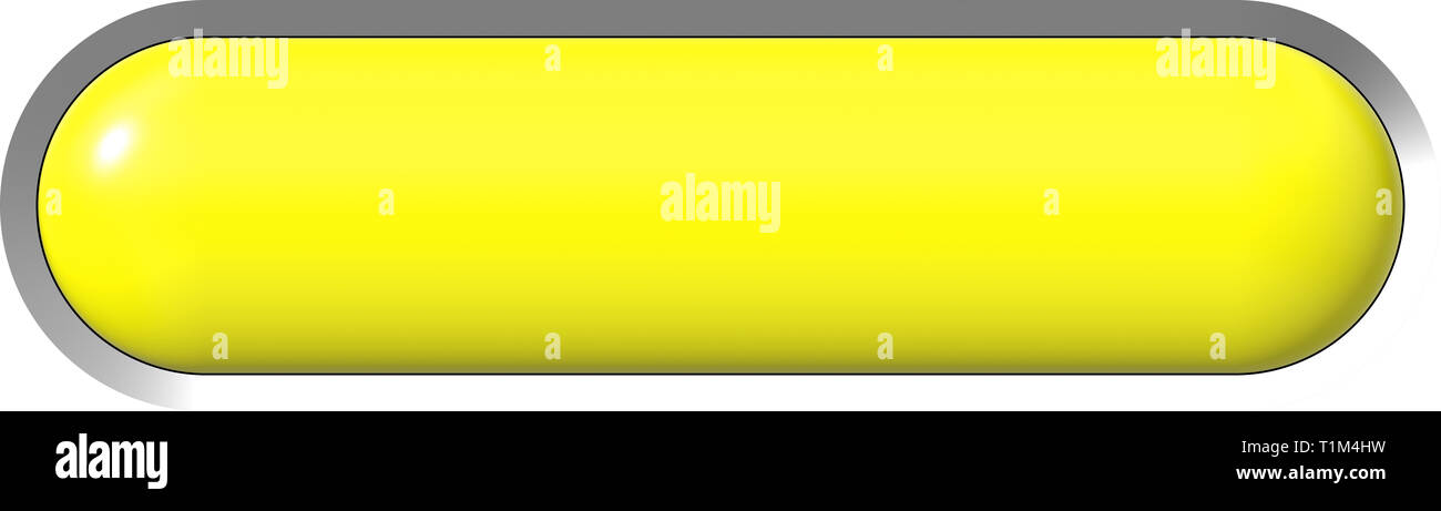 Web button 3d - yellow glossy realistic with metal frame, easy to ...