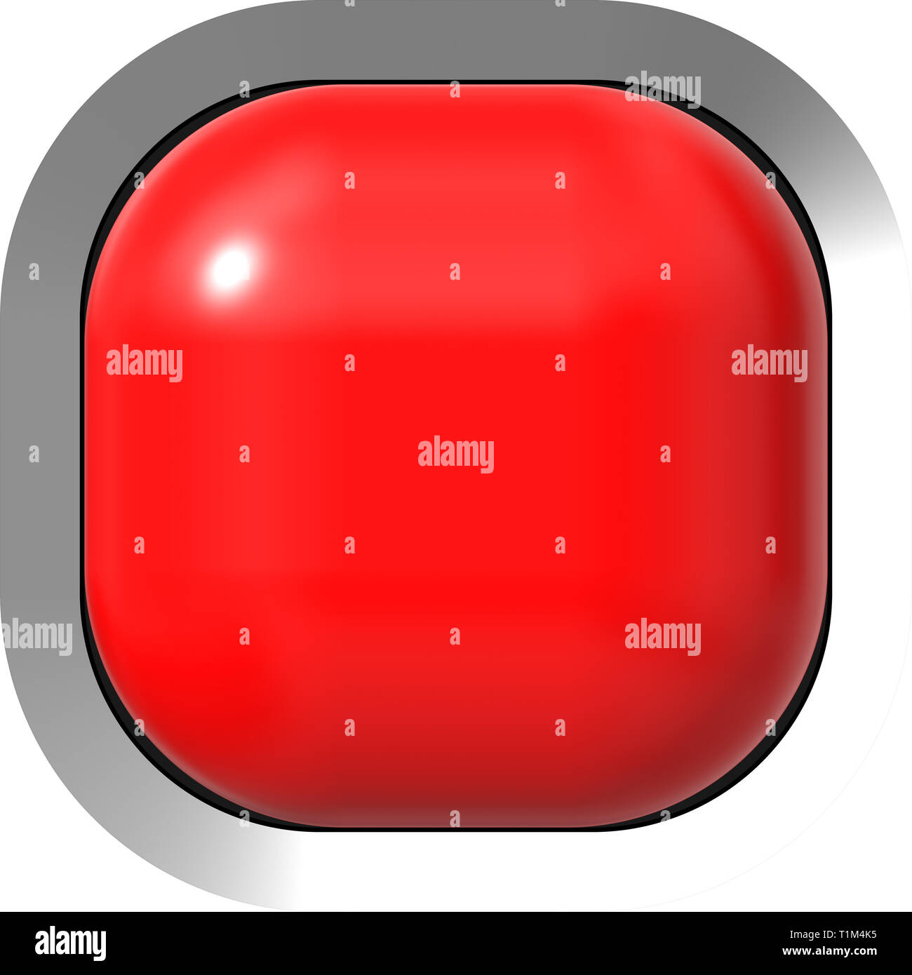 Web button 3d - red glossy realistic with metal frame, easy to expand ...
