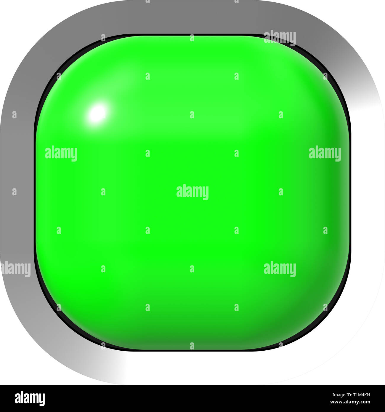 Web button 3d - green glossy realistic with metal frame, easy to expand ...
