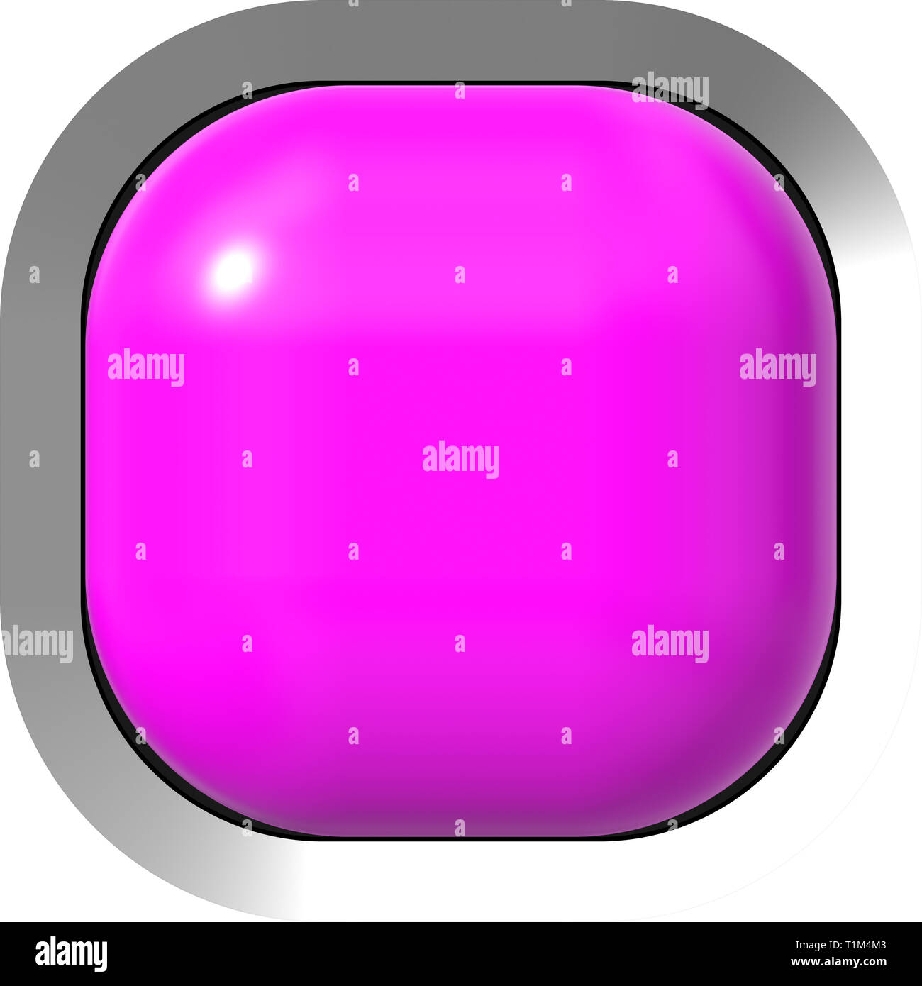 Web button 3d - purple glossy realistic with metal frame, easy to ...