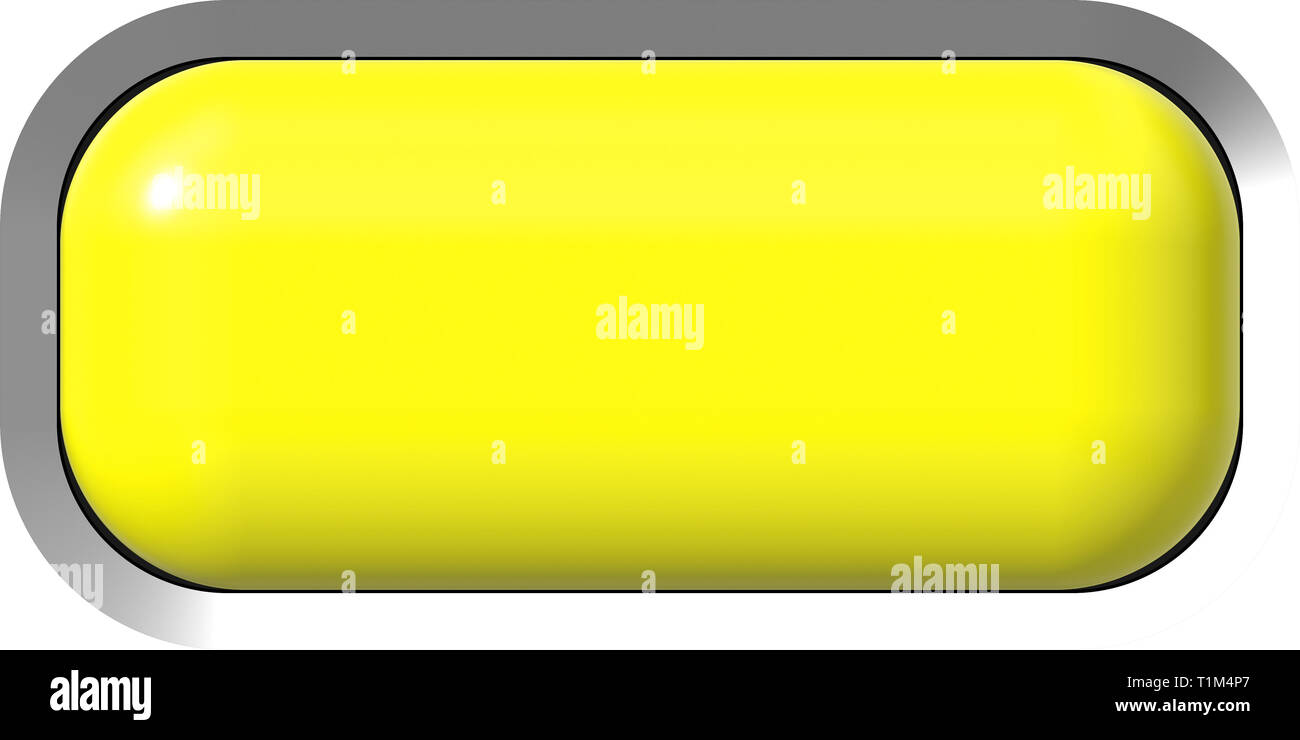 Web button 3d - yellow glossy realistic with metal frame, easy to ...