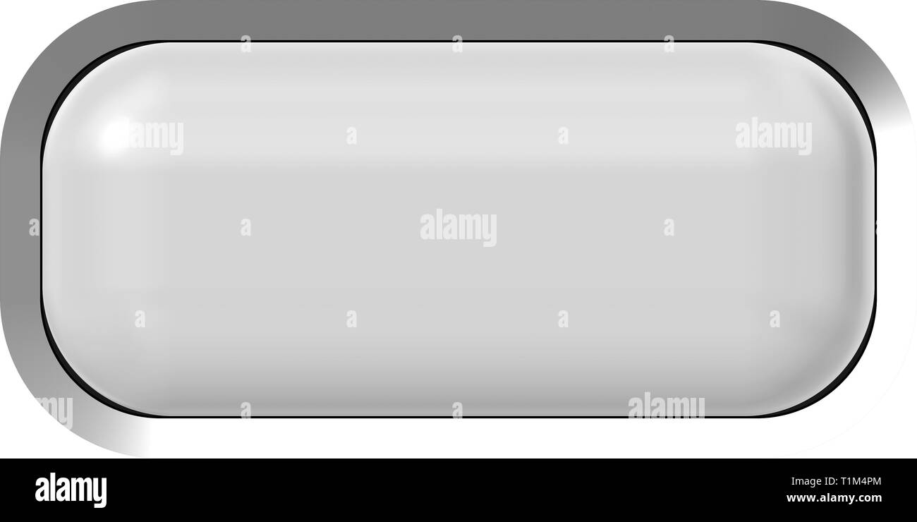 Web button 3d - white glossy realistic with metal frame, easy to expand ...