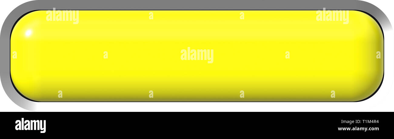 Web button 3d - yellow glossy realistic with metal frame, easy to ...