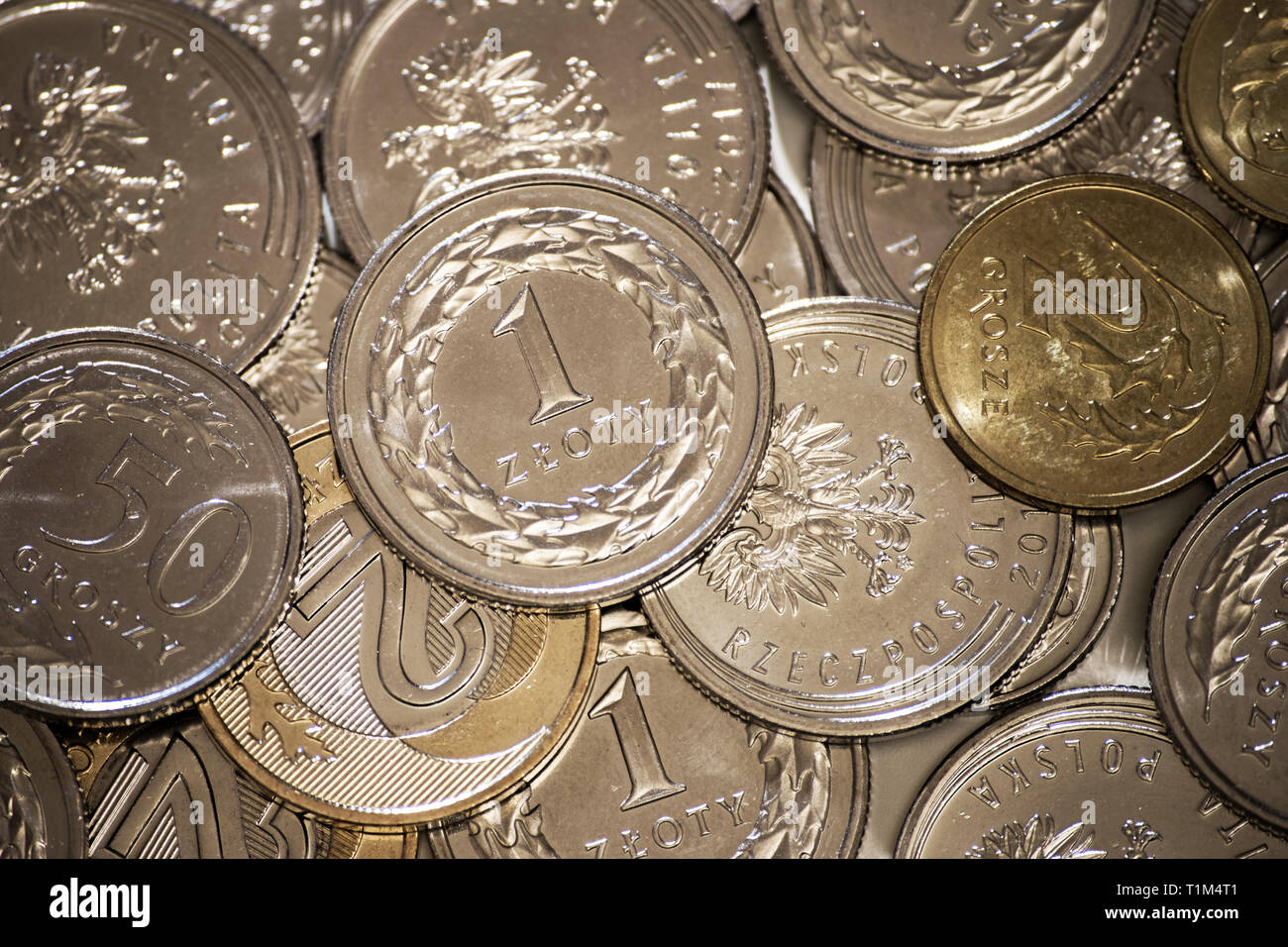 Polish currency. coins. money background Stock Photo - Alamy