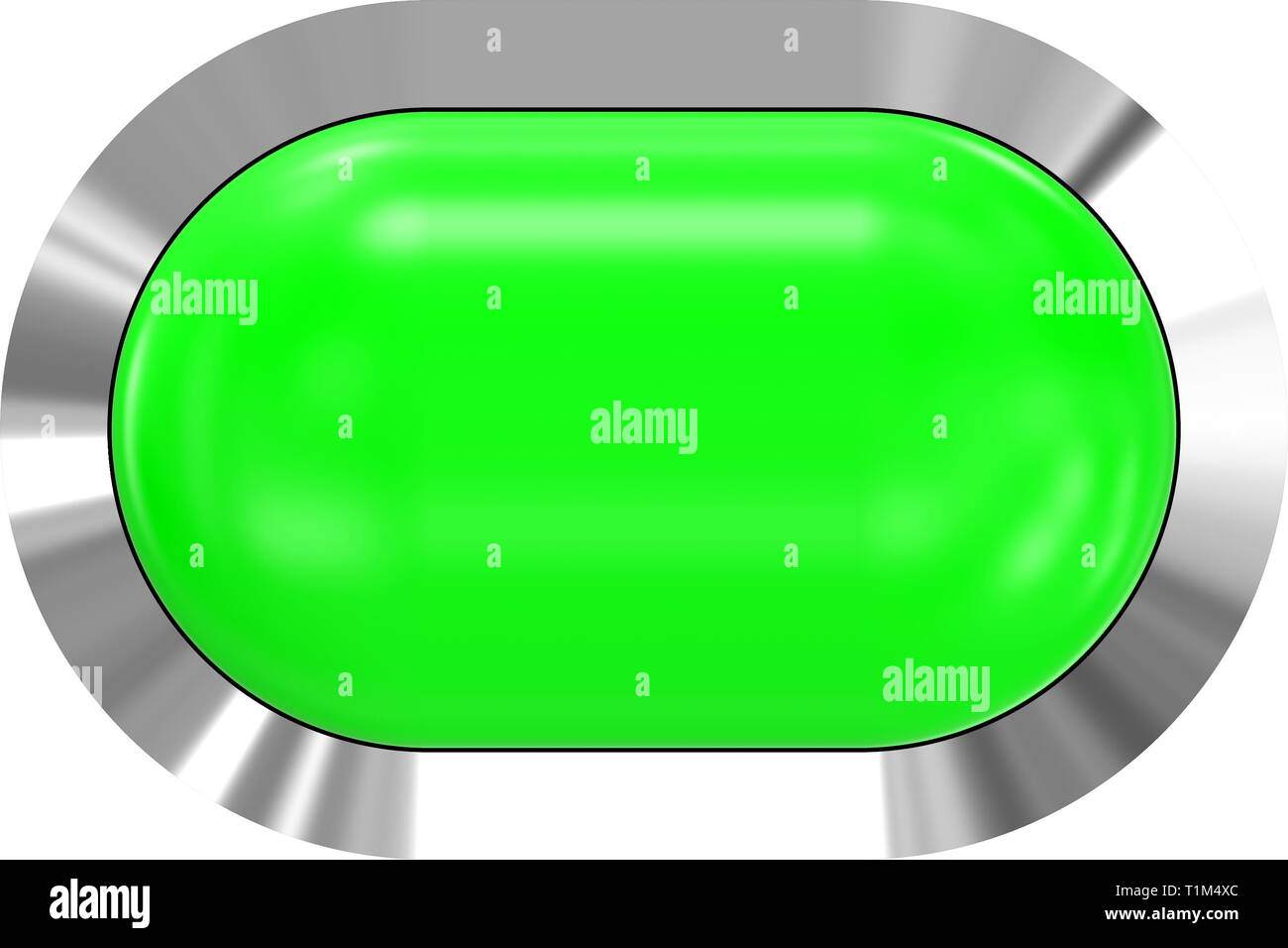 Web button 3d - green glossy realistic with metal frame, easy to expand ...