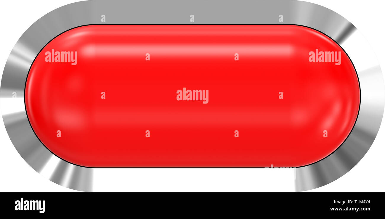 Web button 3d - red glossy realistic with metal frame, easy to expand ...