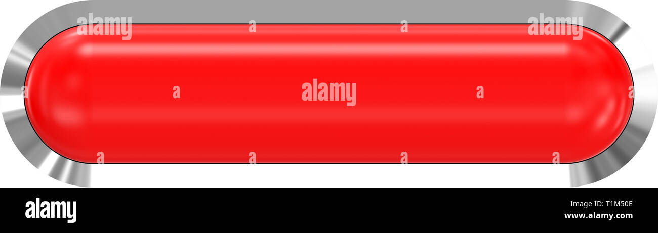 Web button 3d - red glossy realistic with metal frame, easy to expand ...