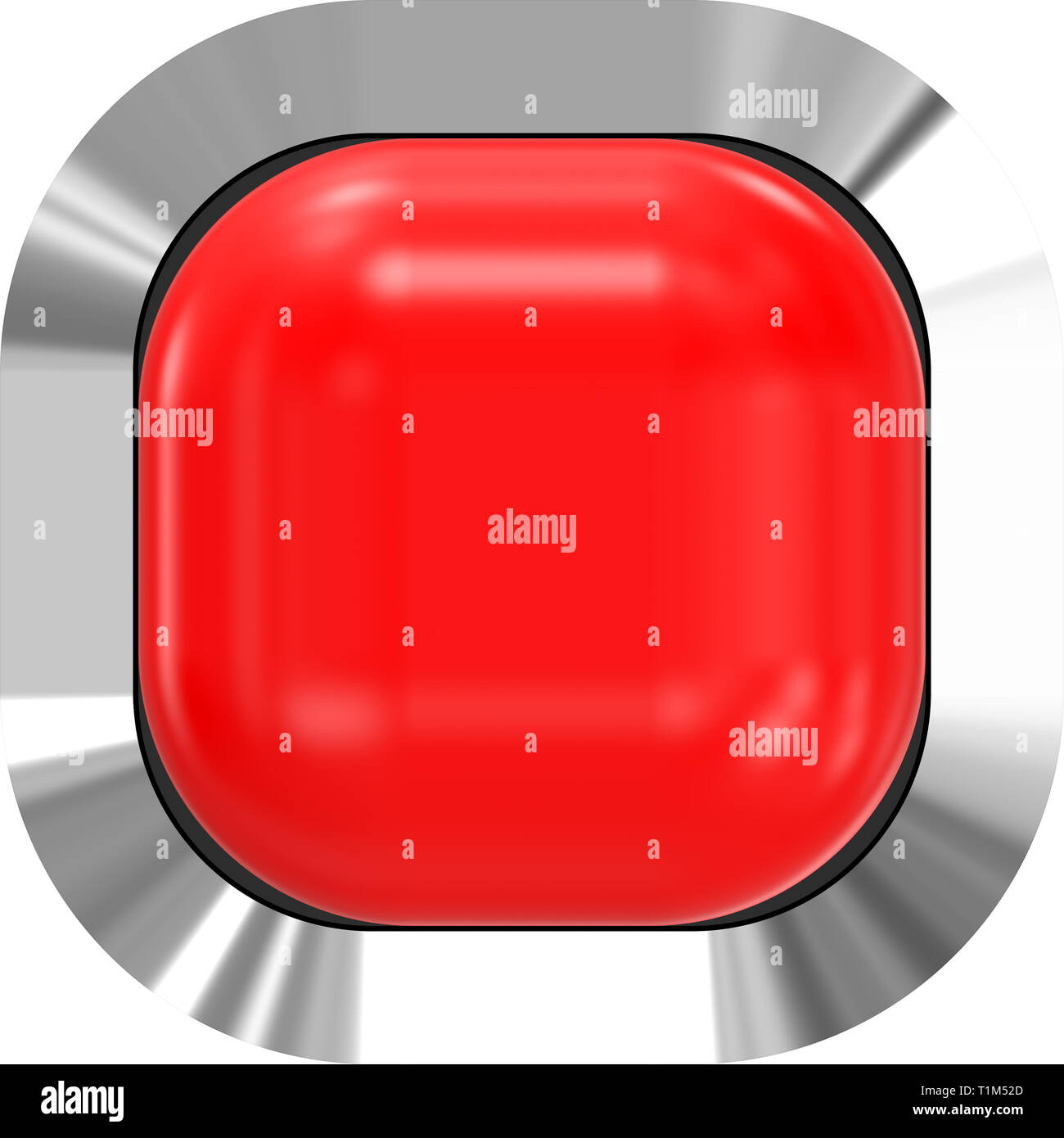 Web button 3d - red glossy realistic with metal frame, easy to expand ...