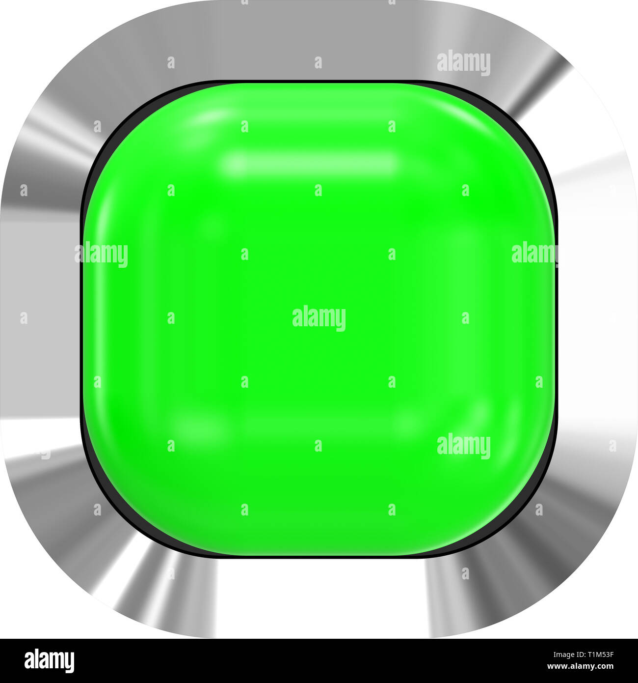 Web button 3d - green glossy realistic with metal frame, easy to expand ...