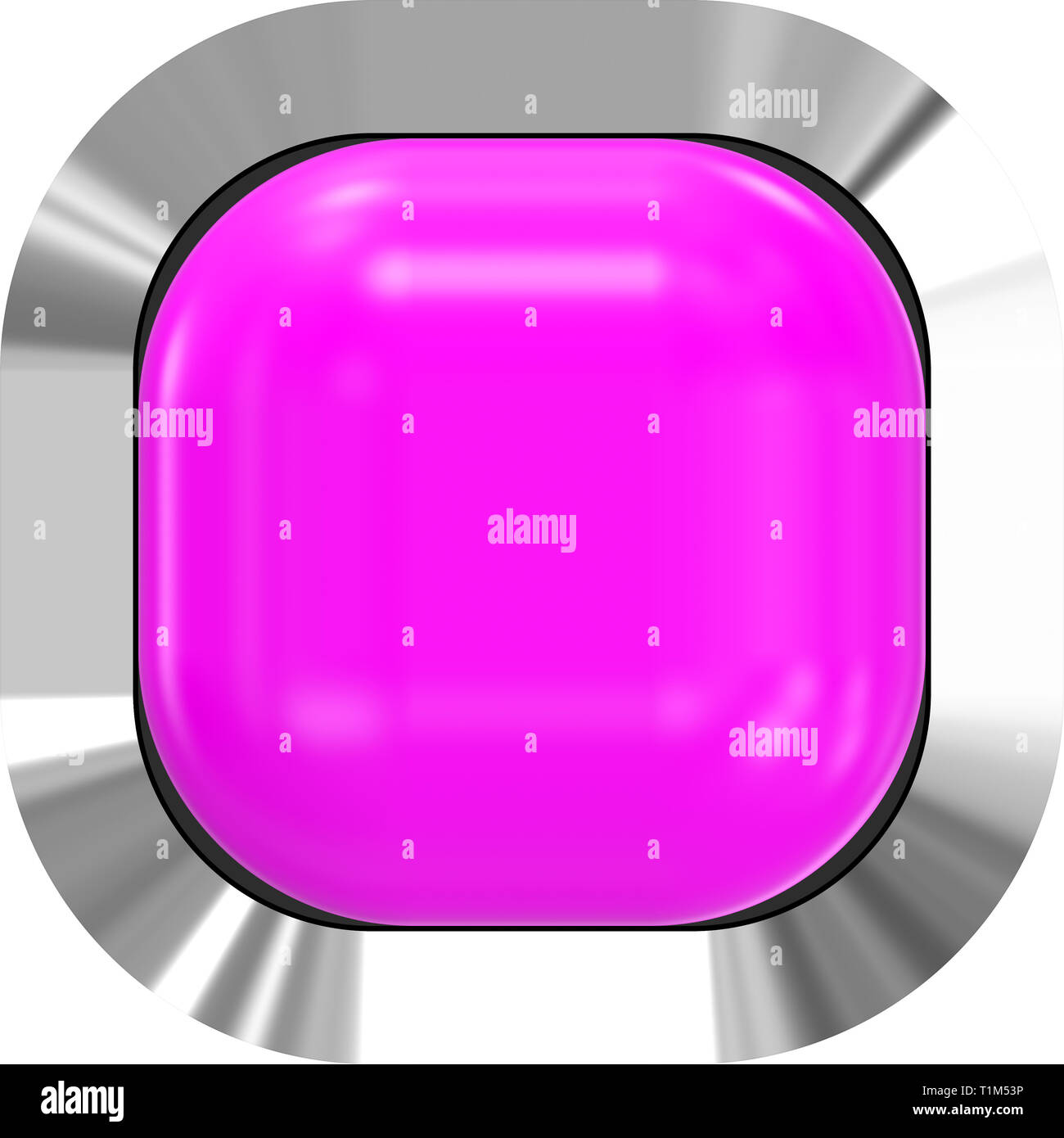 Web button 3d - purple glossy realistic with metal frame, easy to ...