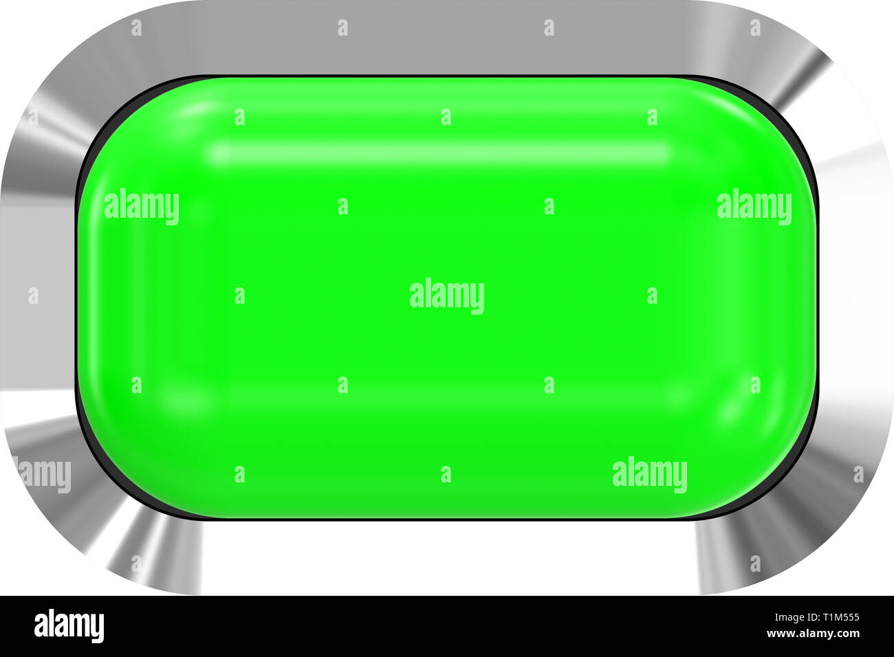 Web button 3d - green glossy realistic with metal frame, easy to expand ...