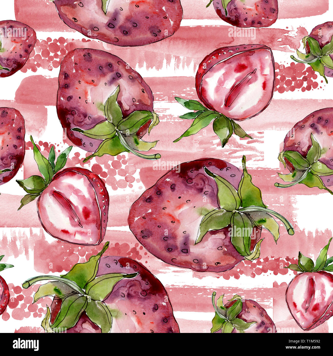 Strawberry healthy food in a watercolor style isolated. Watercolor ...