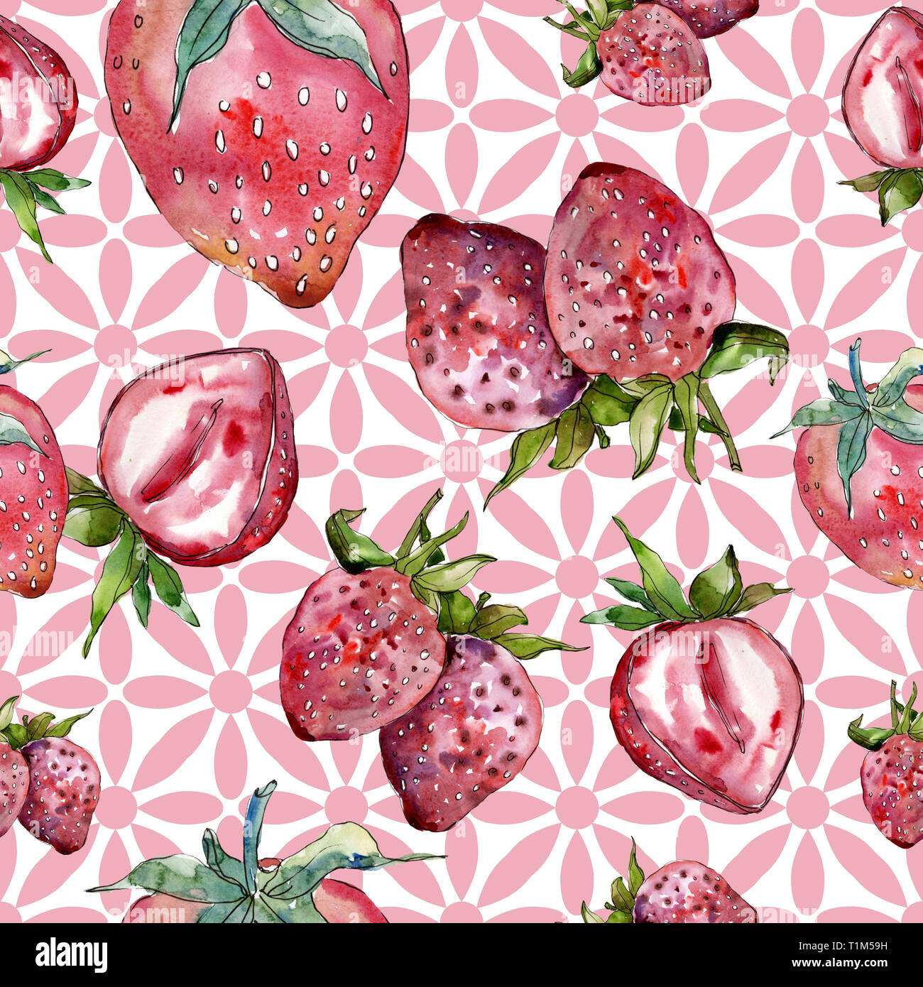 Strawberry healthy food in a watercolor style isolated. Watercolor ...