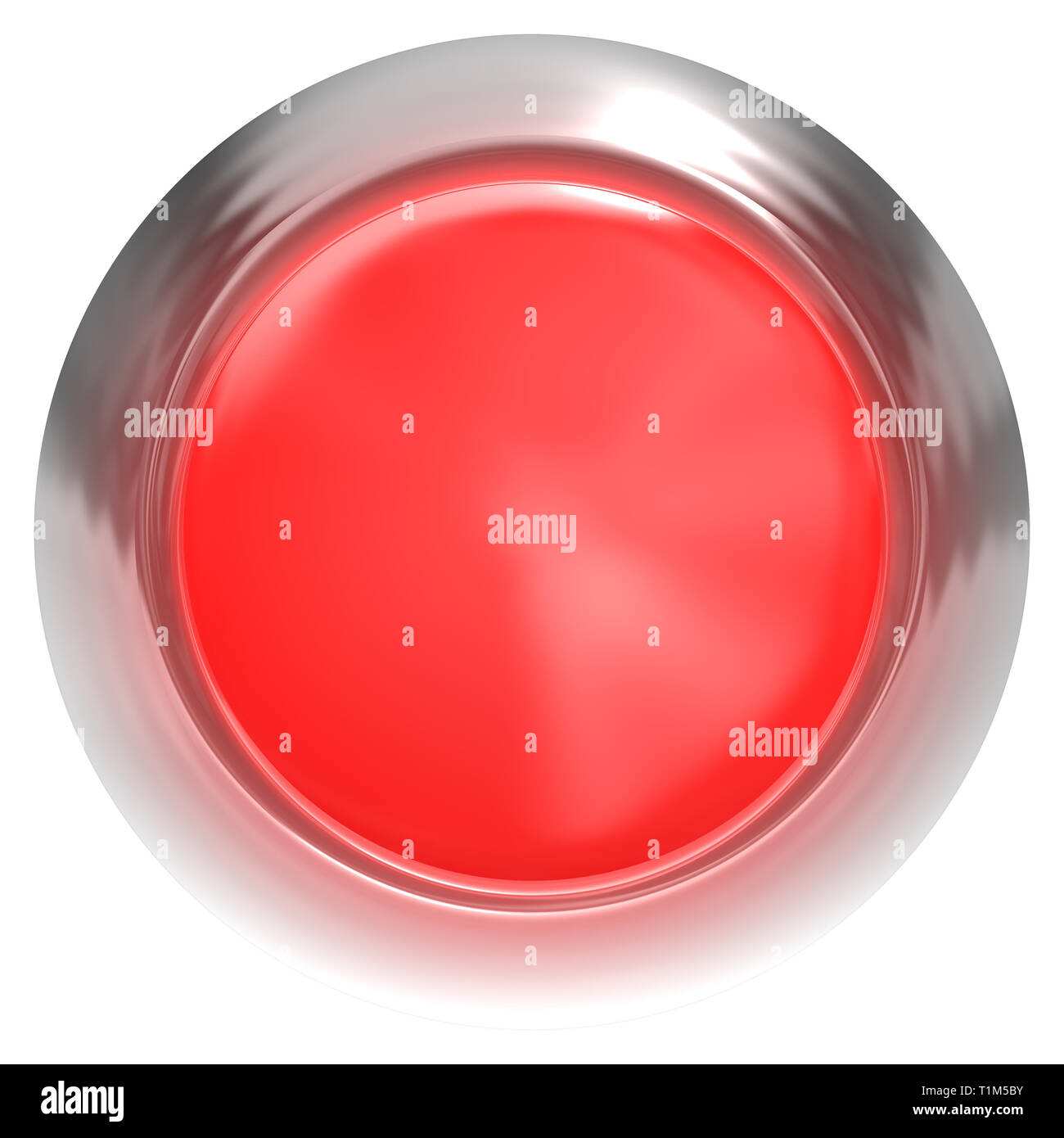 Web button 3d - red glossy realistic with metal frame - 3d rendering ...