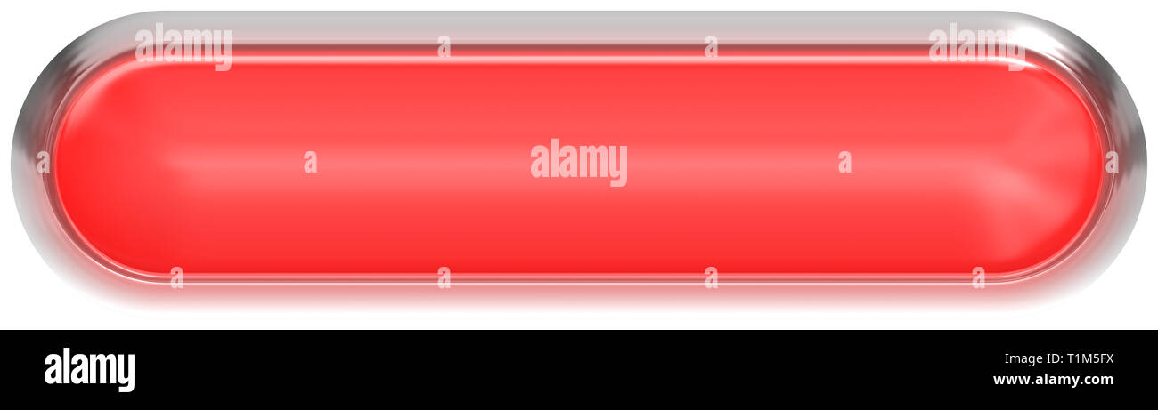 Web button 3d - red glossy realistic with metal frame, easy to expand ...