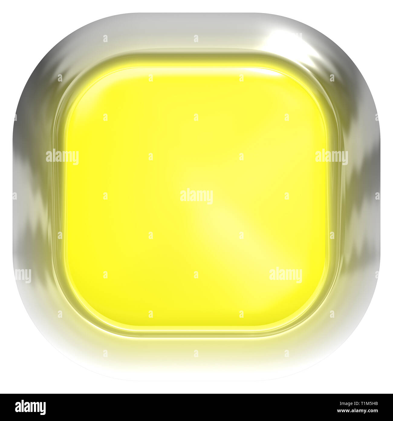 Web button 3d - yellow glossy realistic with metal frame, easy to ...