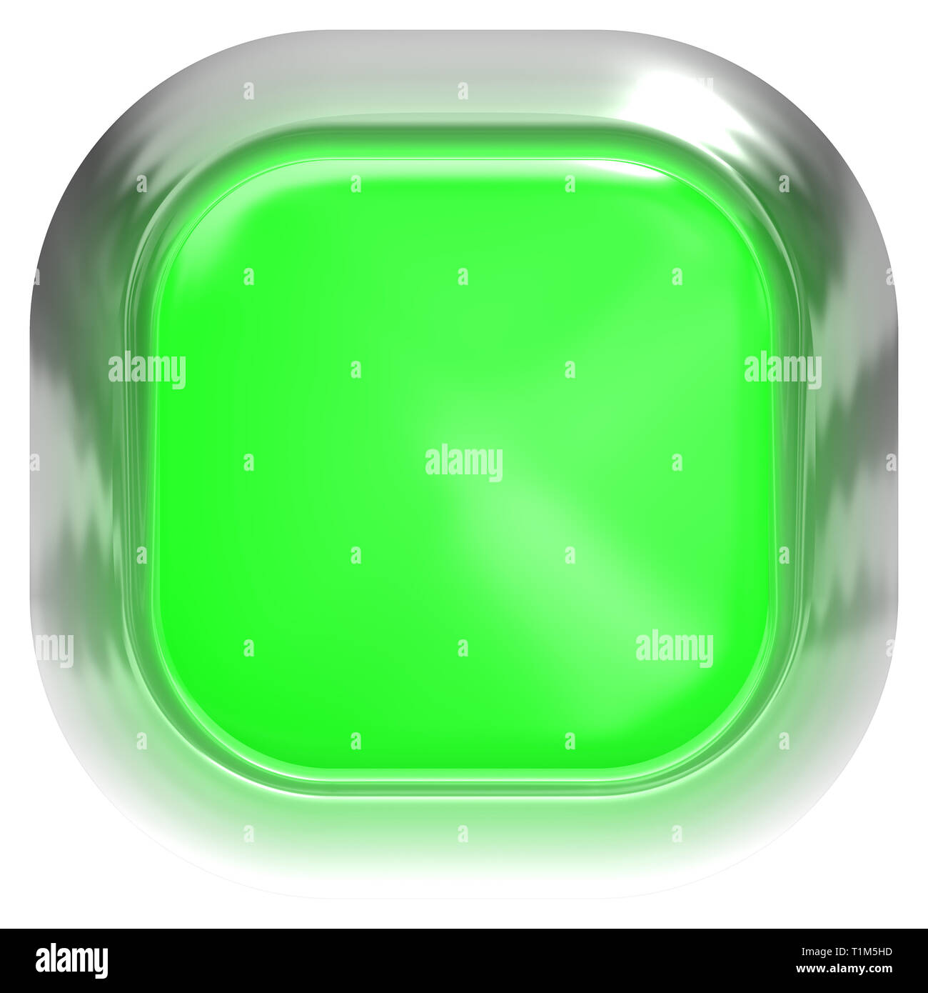 Web button 3d - green glossy realistic with metal frame, easy to expand ...