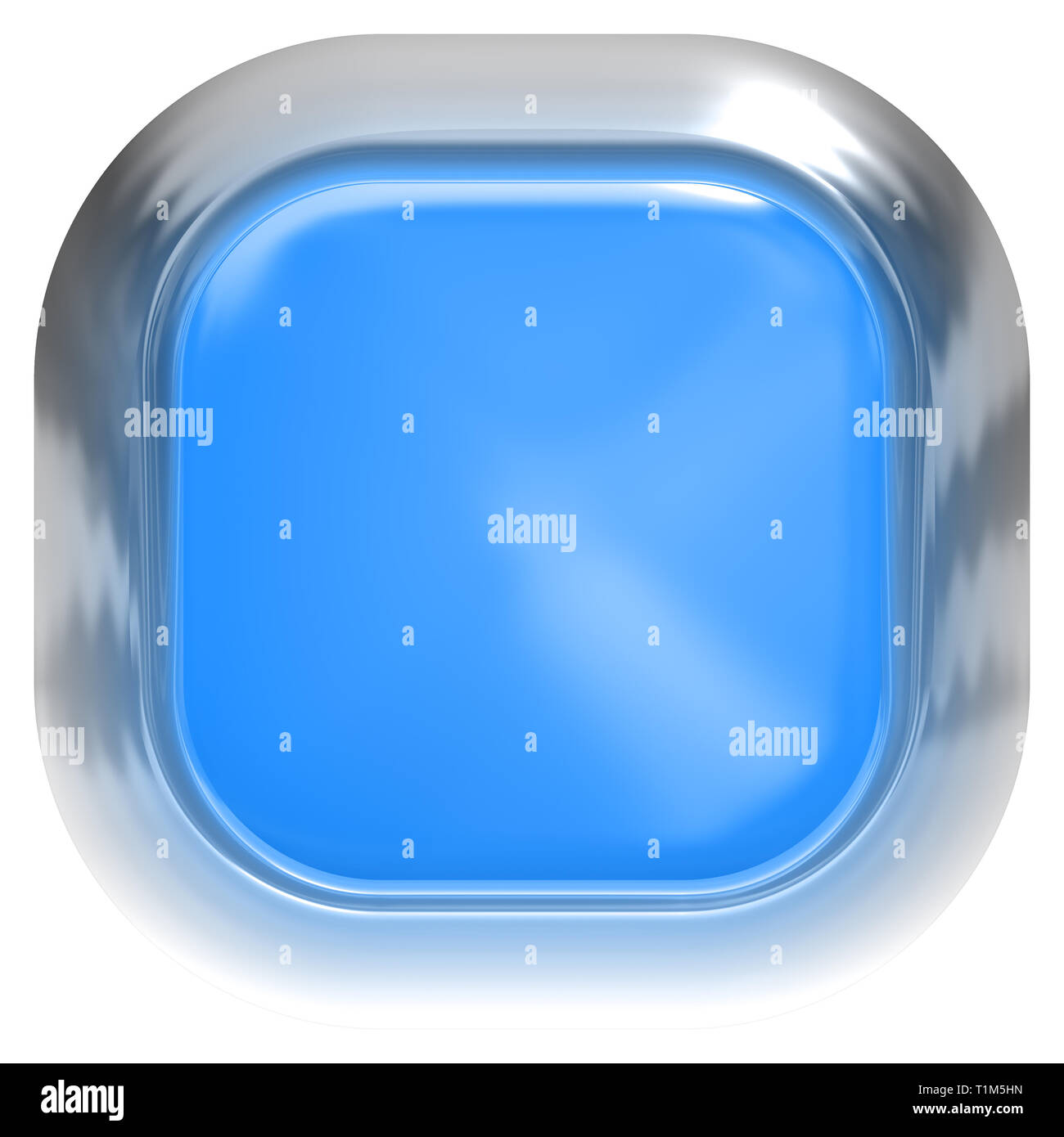 Web button 3d - blue glossy realistic with metal frame, easy to expand ...