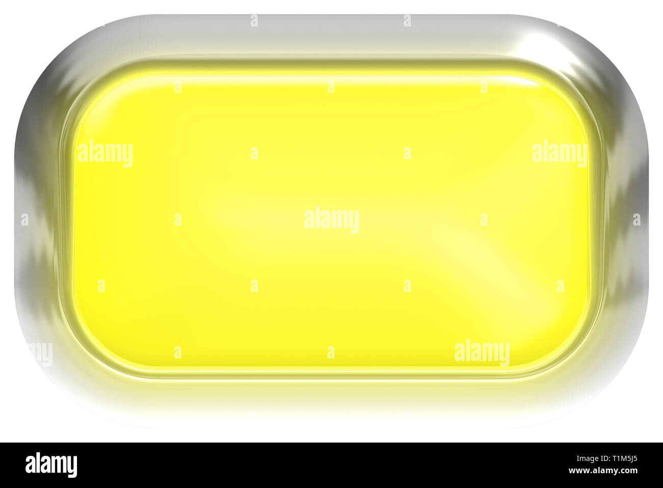 Web button 3d - yellow glossy realistic with metal frame, easy to ...