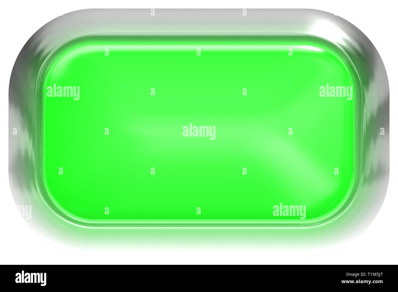 Web button 3d - green glossy realistic with metal frame, easy to expand ...