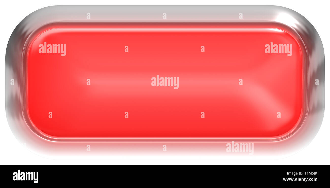 Web button 3d - red glossy realistic with metal frame, easy to expand ...