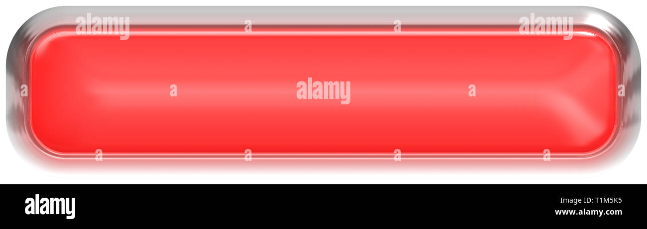 Web button 3d - red glossy realistic with metal frame, easy to expand ...