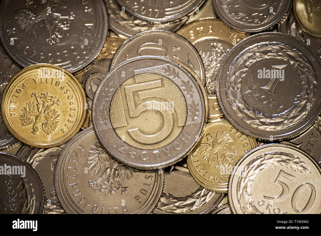 Polish currency. coins. money background Stock Photo - Alamy