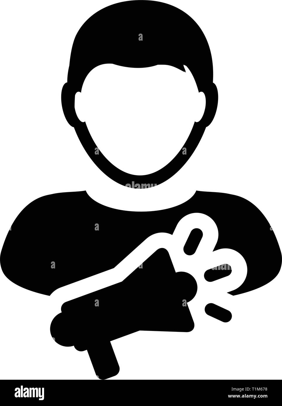 Broadcast icon vector male person profile avatar symbol with megaphone ...